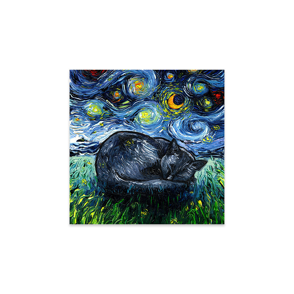 Red Barrel Studio® Sleepy Black Cat Night On Plastic / Acrylic by Aja ...