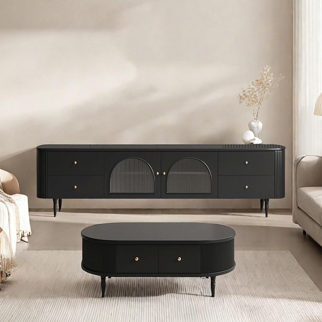 LIZIYE French Retro Style TV Stand and Coffee Table Set - Wayfair Canada