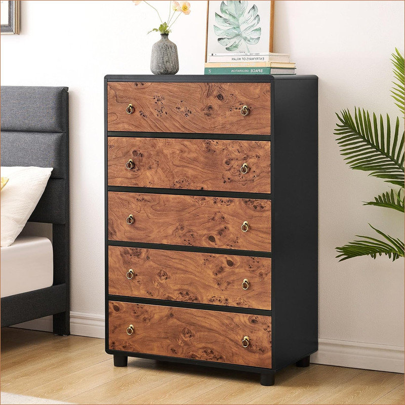 Ebern Designs 5 Drawers Dresser for Bedroom, 46" Tall Dressers & Chests ...