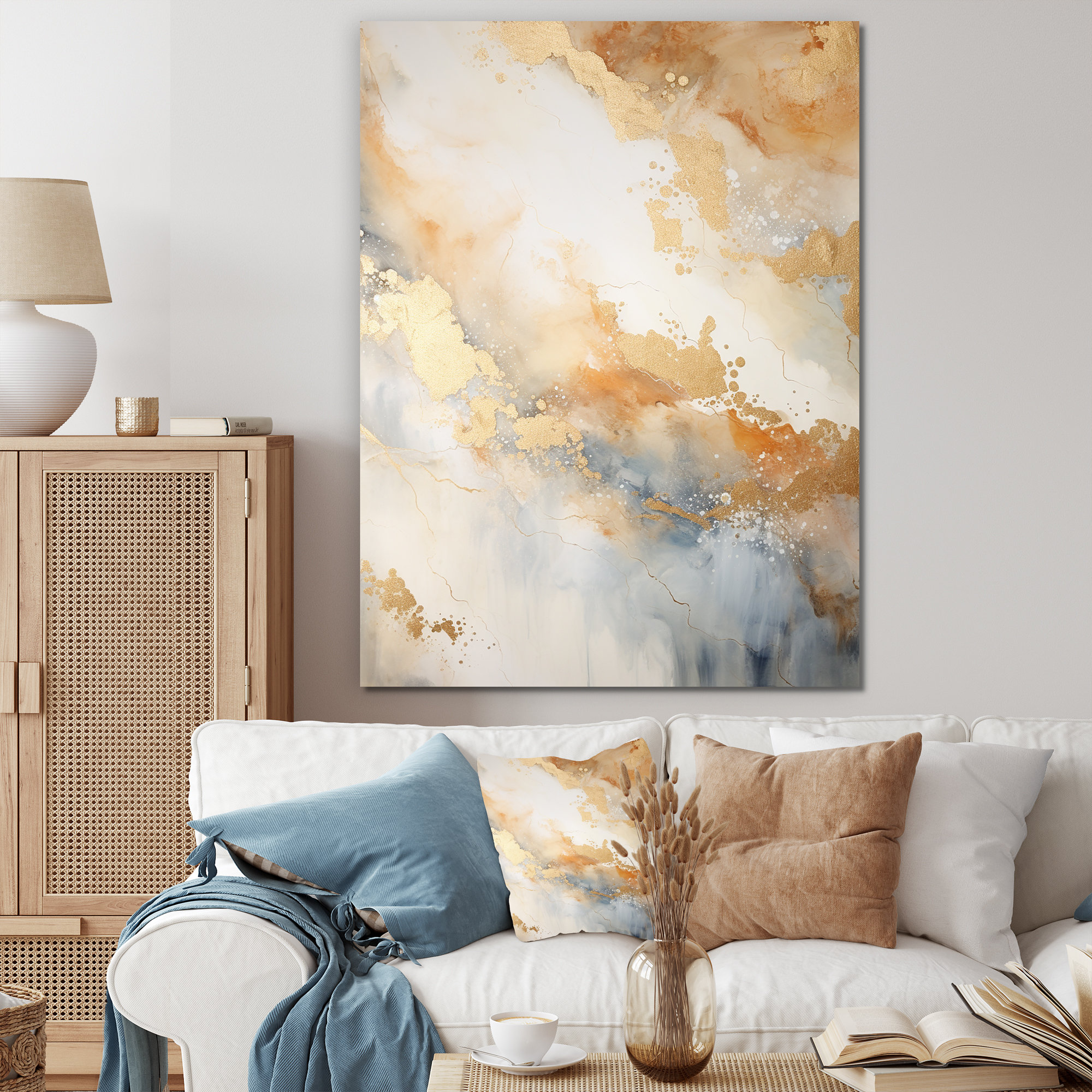 Design Art Gold And White Magic Marble Geode IV - Abstract Wall Art ...