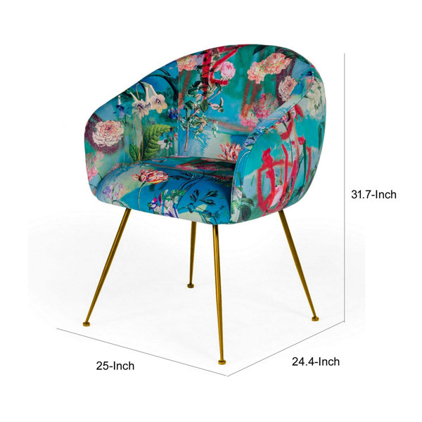 Everly Quinn Yuli Velvet Metal Arm Chair Dining Chair | Wayfair