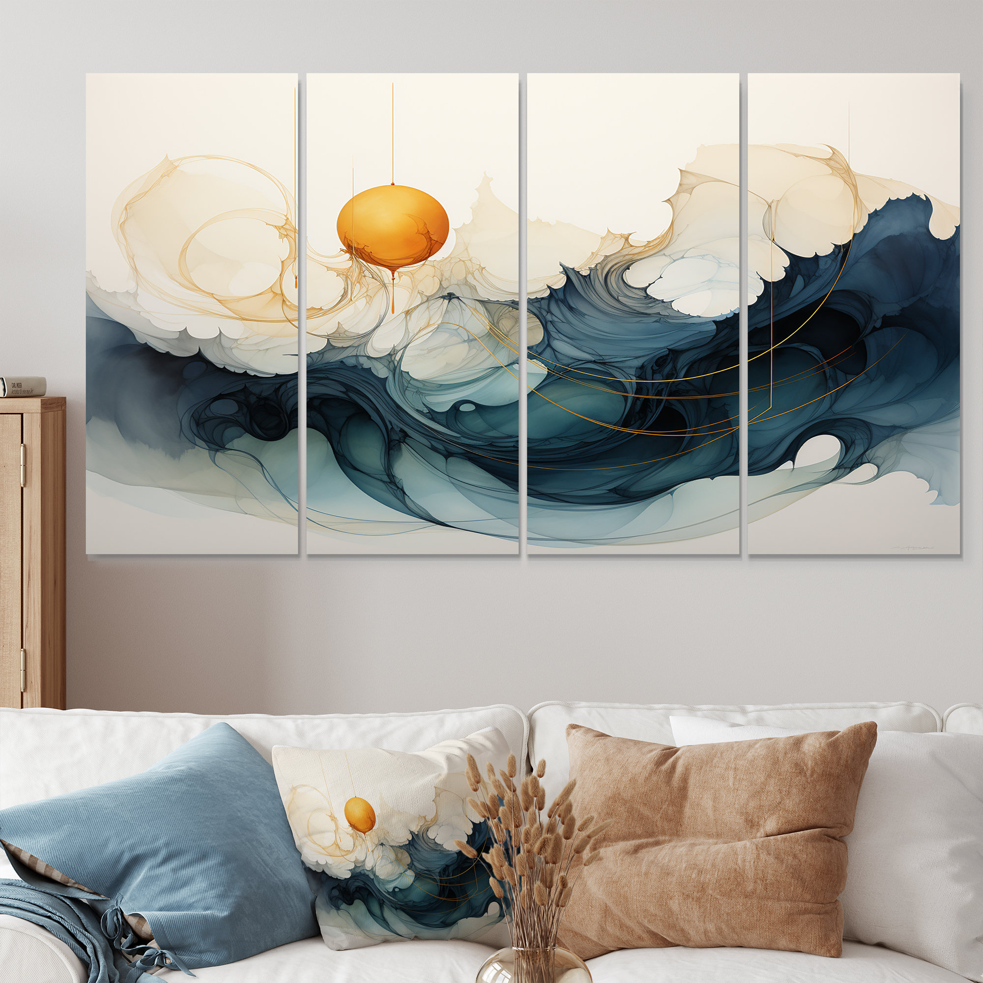 Wrought Studio™ Full Moon Wildness Savage Nuevo Blue Ocean - Waves Wall ...