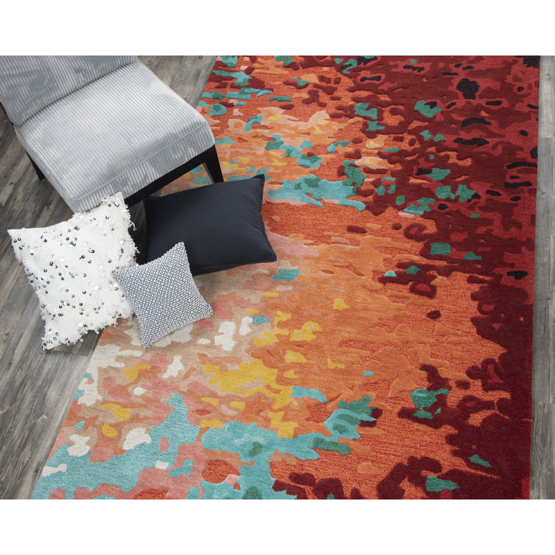 Ebern Designs Prentice Wool Abstract Rug | Wayfair