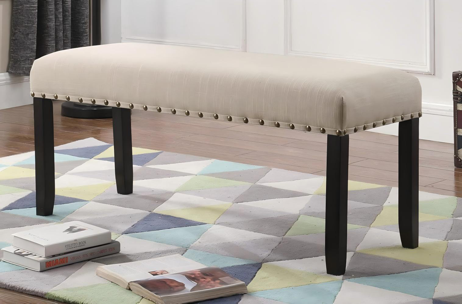 Winston Porter Fabric Dining Bench with Nailhead Trim | Wayfair