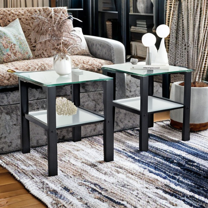 Wrought Studio Dunkum 20.87'' tall Glass End Table Set | Wayfair