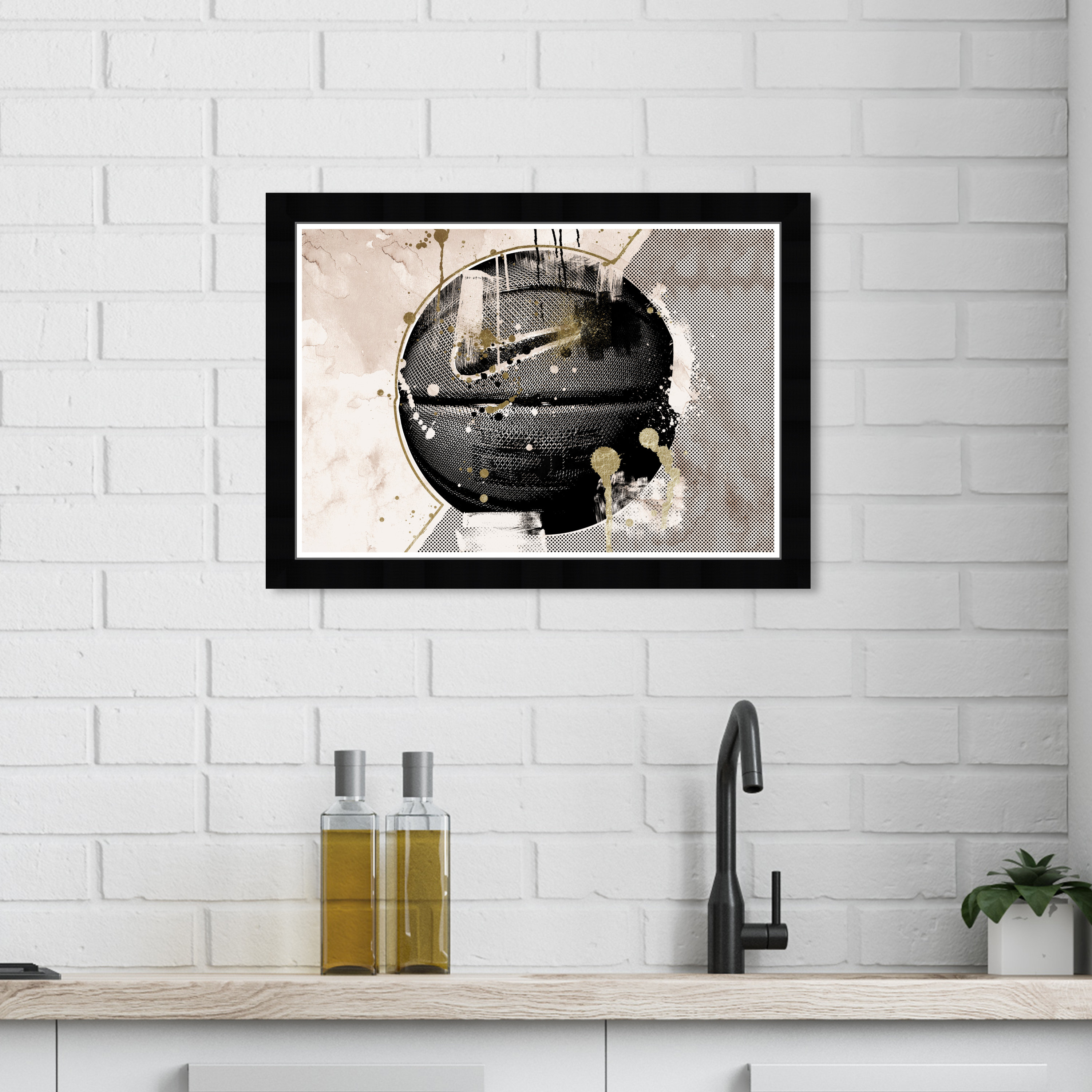 Mercer41 Sports and Teams Tan and Gold Basketball Modern Black Paper ...