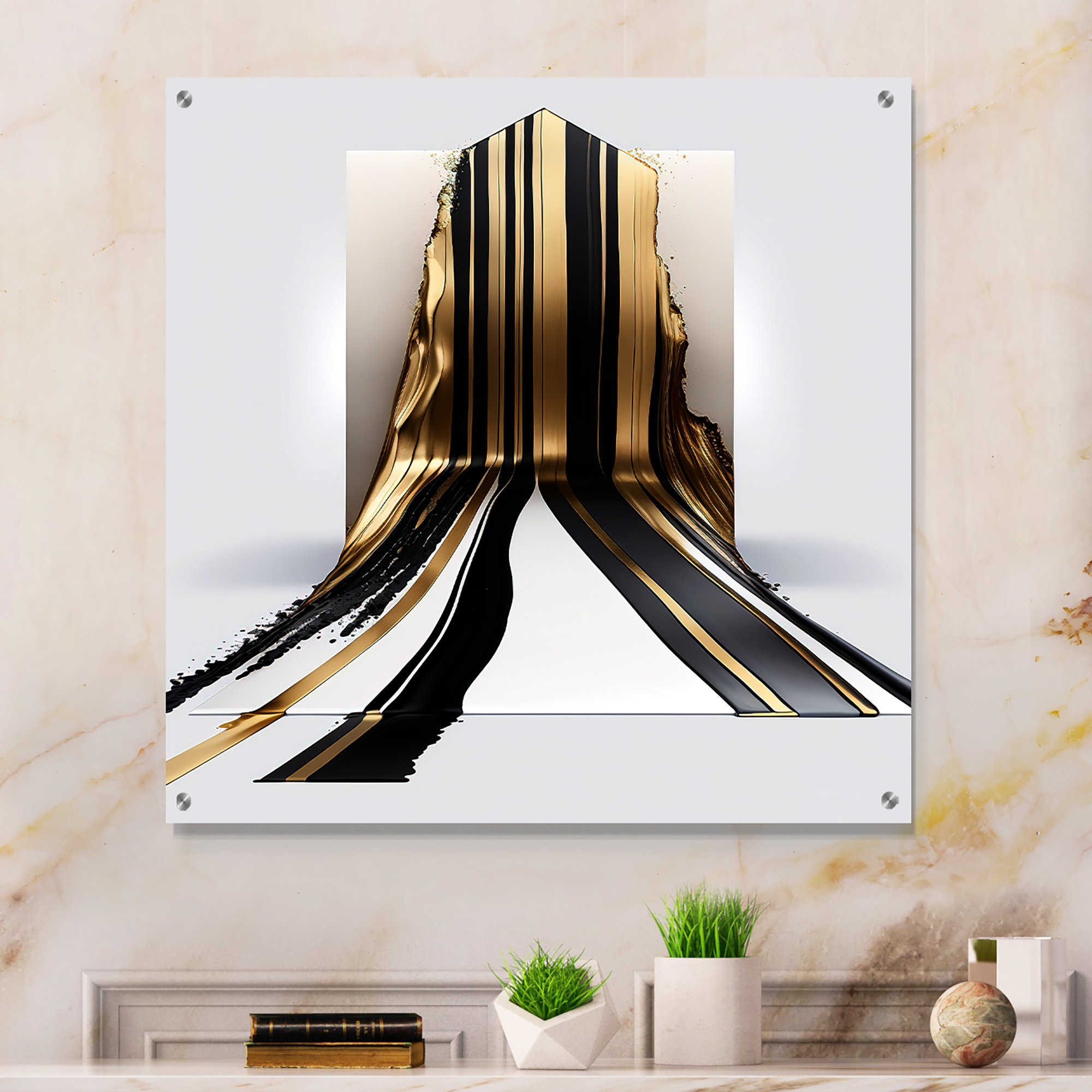 Wrought Studio™ Black And Gold Cubic Expression V - Abstract Cubism ...