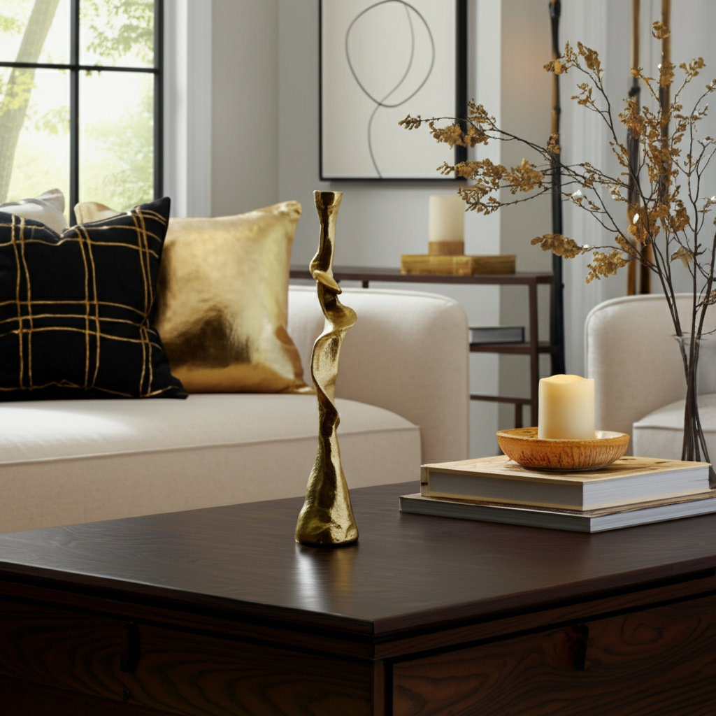 Mercer41 Gold Solid Color Novelty Forged Taper Candleholder | Wayfair