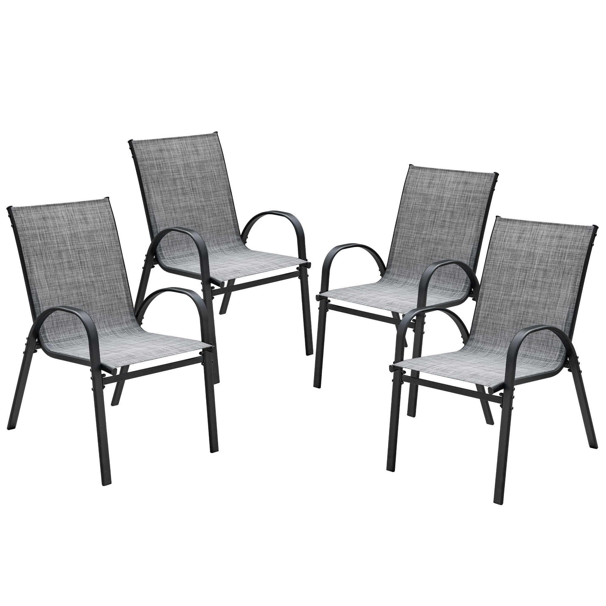 Ebern Designs Stackable Patio Dining Chair Textilene Chair (Set Of 4 ...