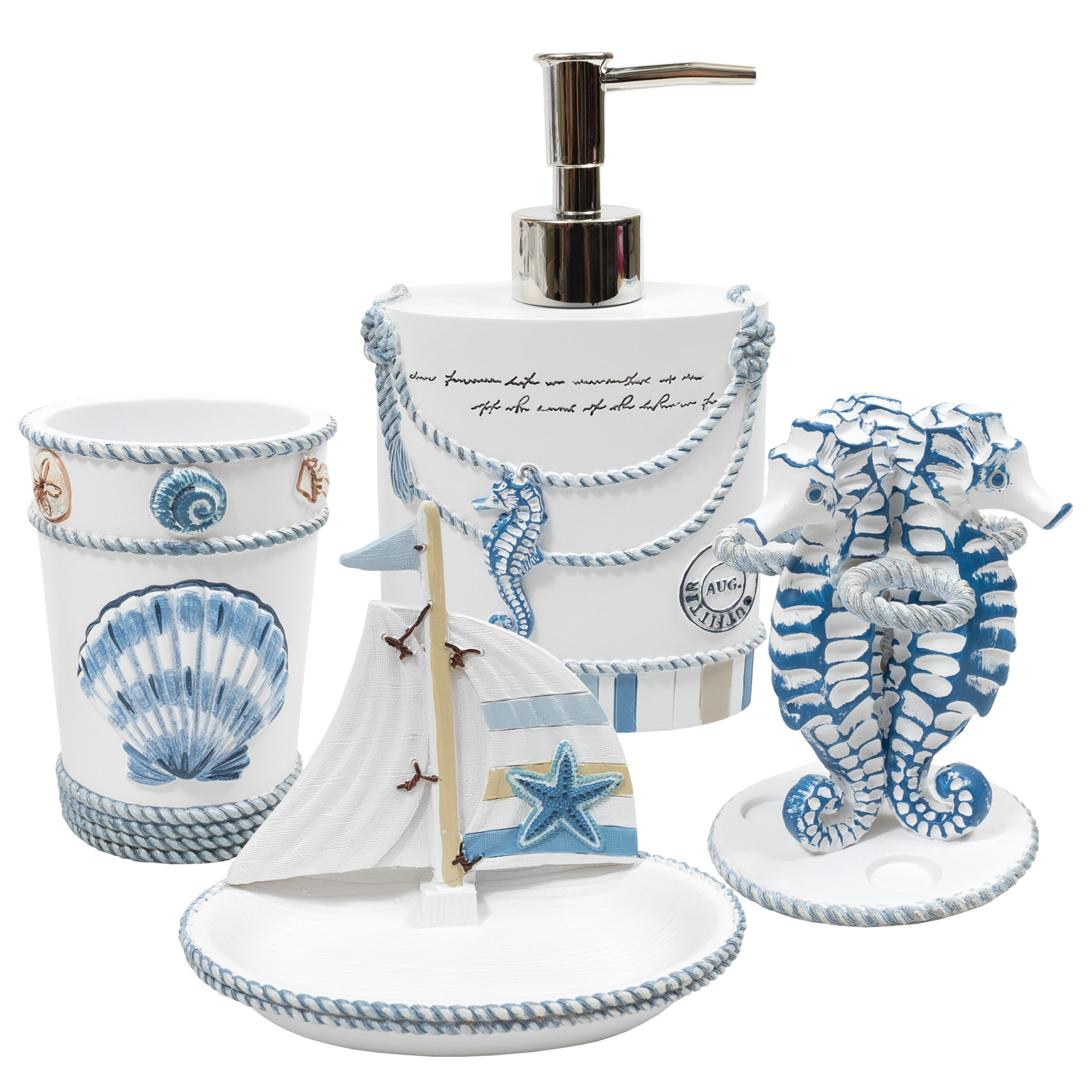Dovecove Lorin Beach Life 4 Piece Bathroom Accessory Set & Reviews ...