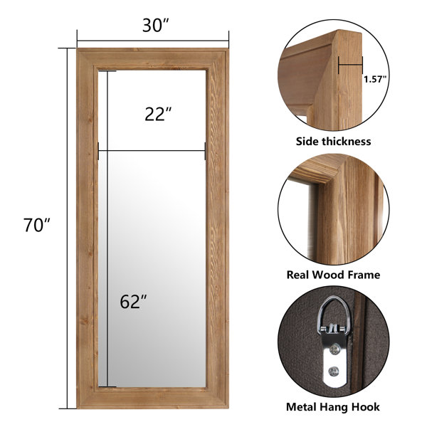 Millwood Pines Rustic Rectangle Wood Mirror for Bathroom Farmhouse ...