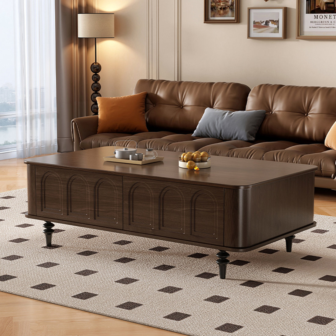 Canora Grey Coffee Table with Rounded Corners and Raised Legs | Wayfair