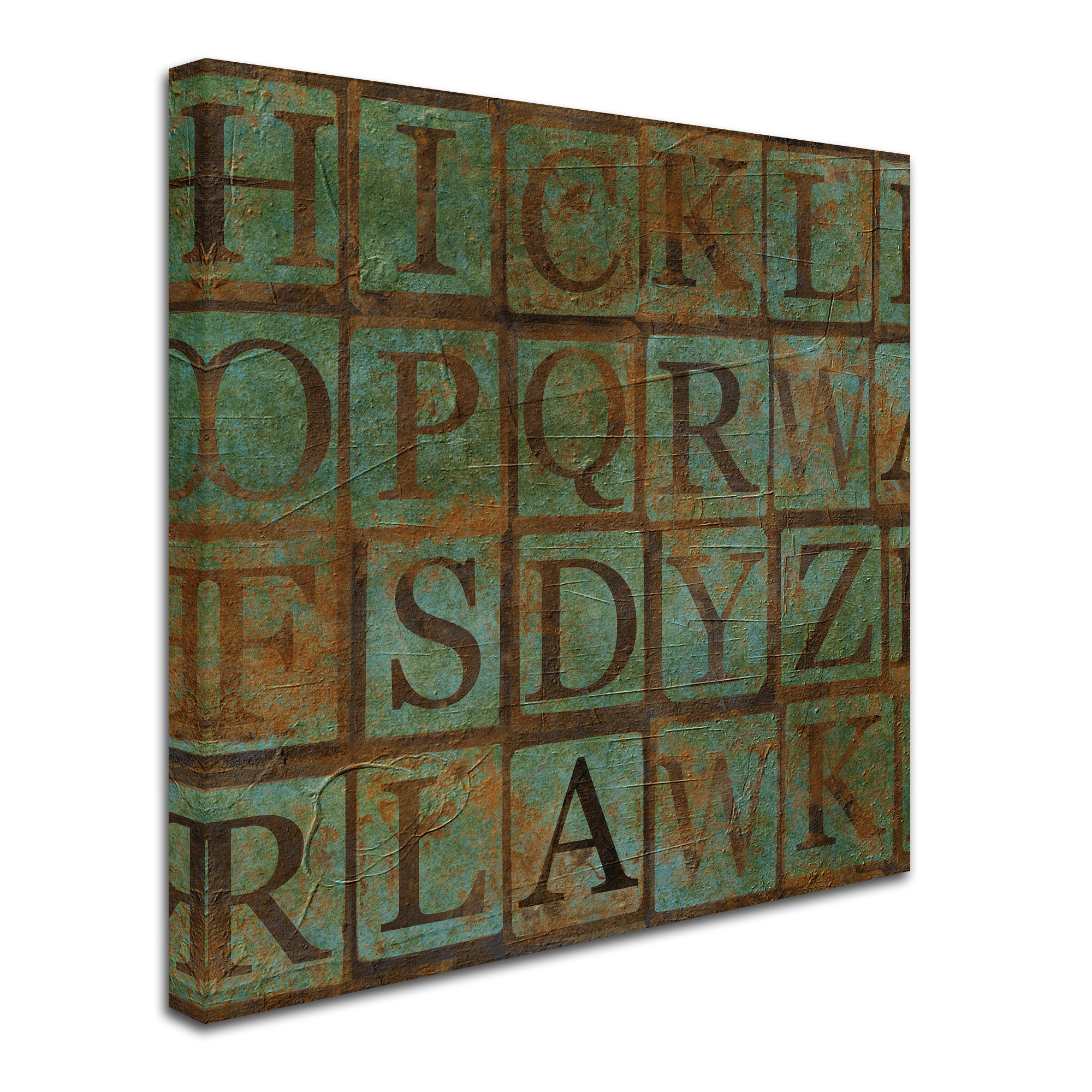 Williston Forge 'Teal Letters' Textual Art on Wrapped Canvas | Wayfair