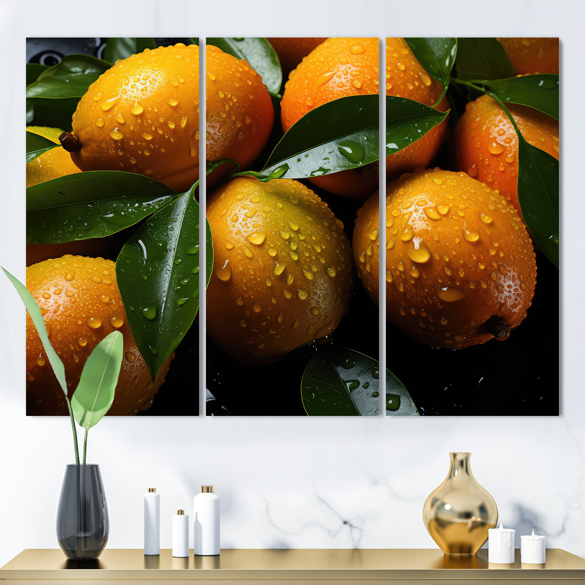 Design Art Fresh Bright Oranges III - Fruits Metal Wall Decor Set ...