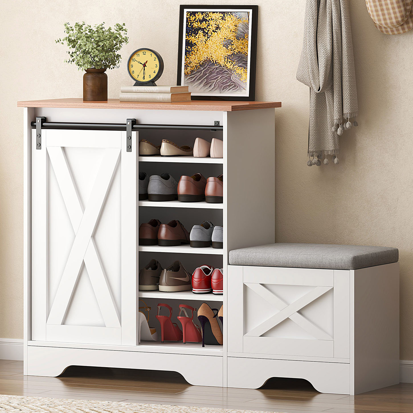 Gracie Oaks Shoe Cabinet, Entryway Shoe Cabinet, Entrance Balcony ...