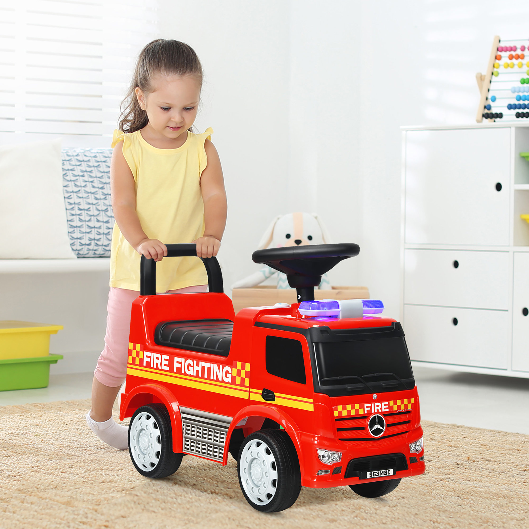 Costway Kids Ride on Fire Engine Mercedes Push and Ride Racer & Reviews ...