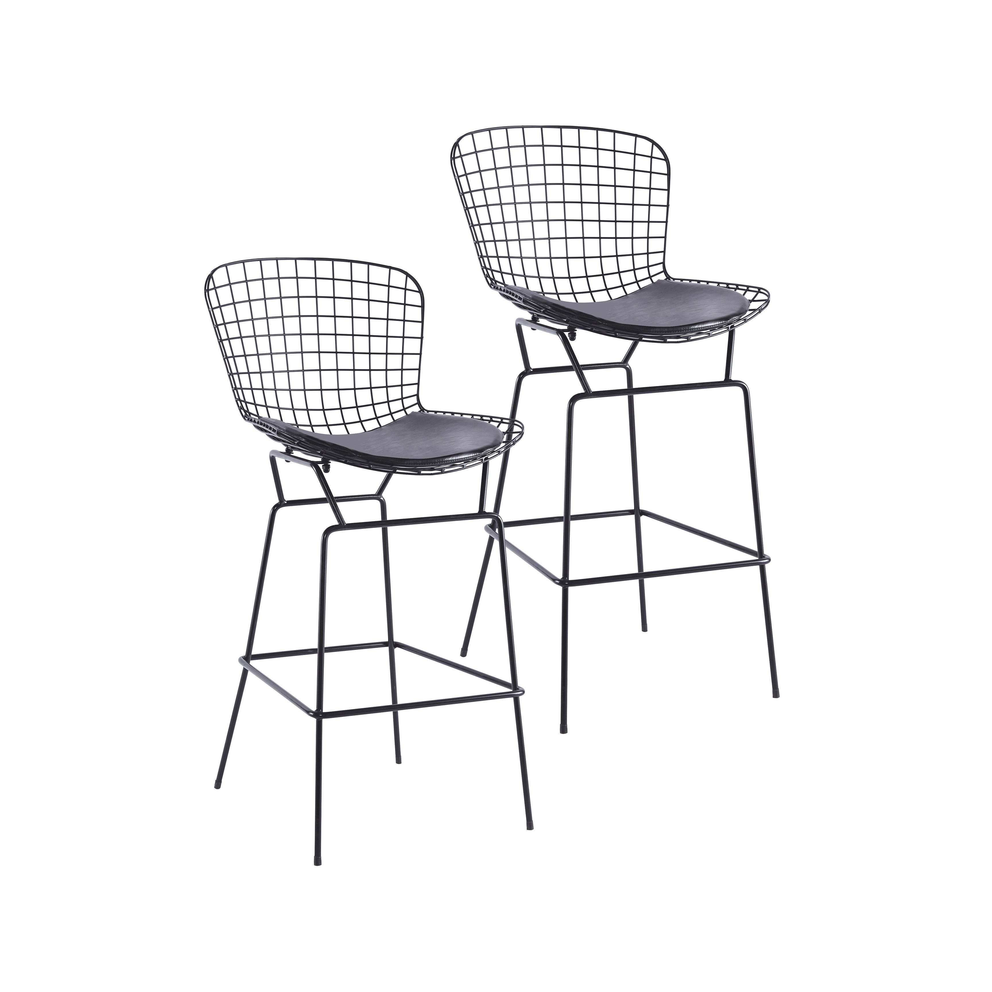 Wade Logan Cantalupo 28" Iron Wire Bar Stools with PU Leather Seat Pad ...
