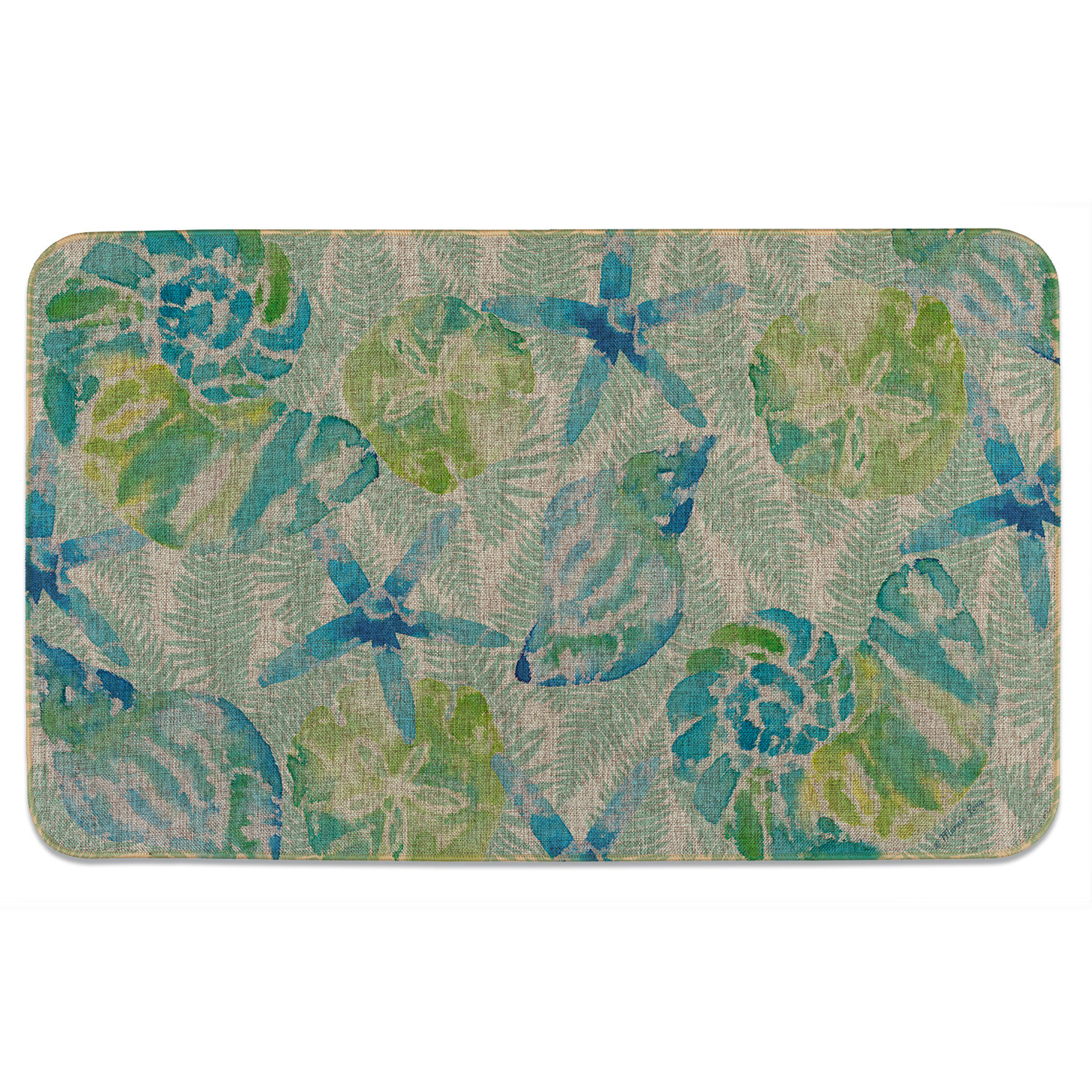 Highland Dunes Isla Mona Shells Indoor/Outdoor Natural Linen Look Floor ...