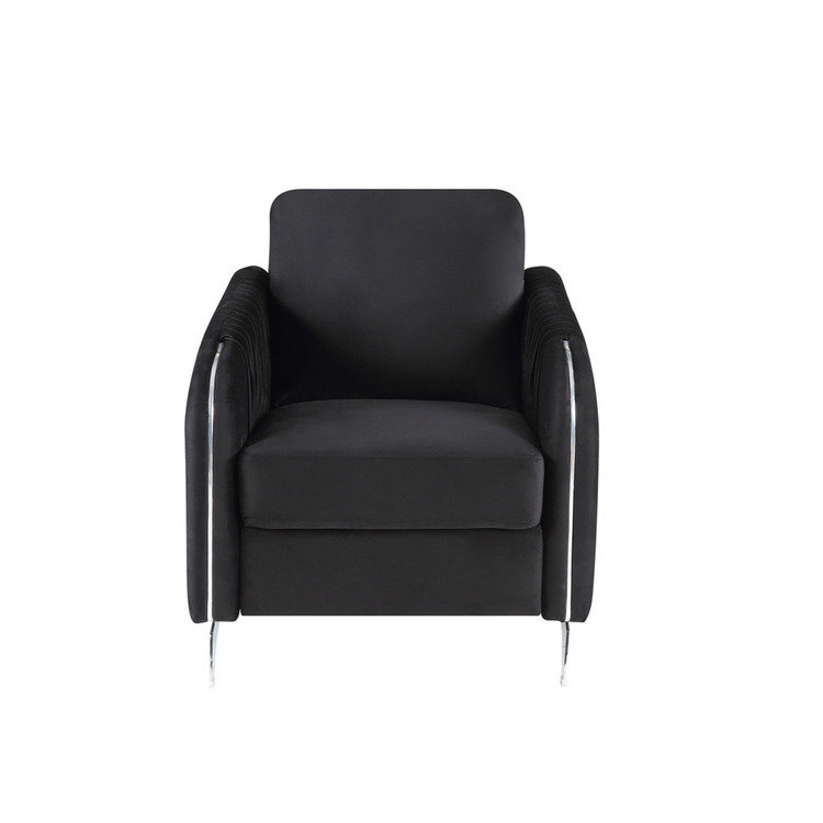 Everly Quinn Mosig Black Velvet Modern Chic Accent Armchair | Wayfair