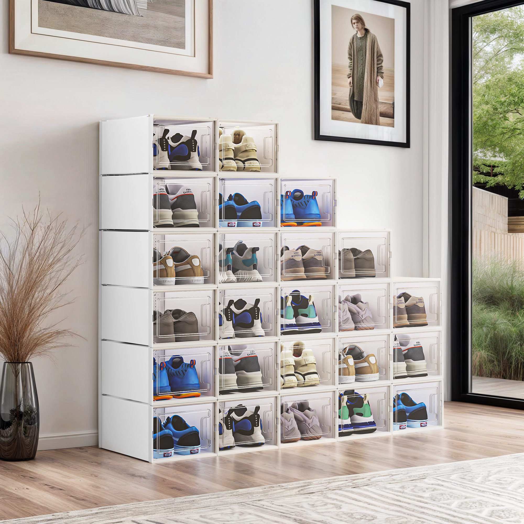 Latitude Run® 24 Pcs Space-Saving Shoe Storage Solution with Durable ...