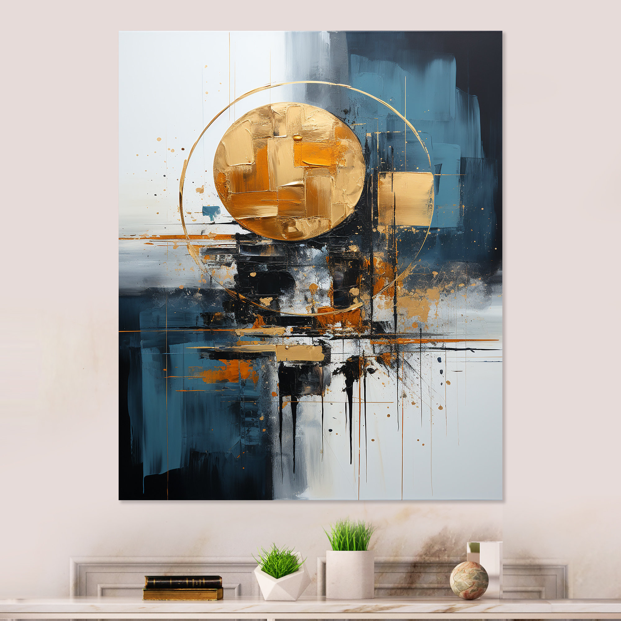 Lark Manor™ Abstract Teal And Gold Geometry Cityscape II - Geometric ...