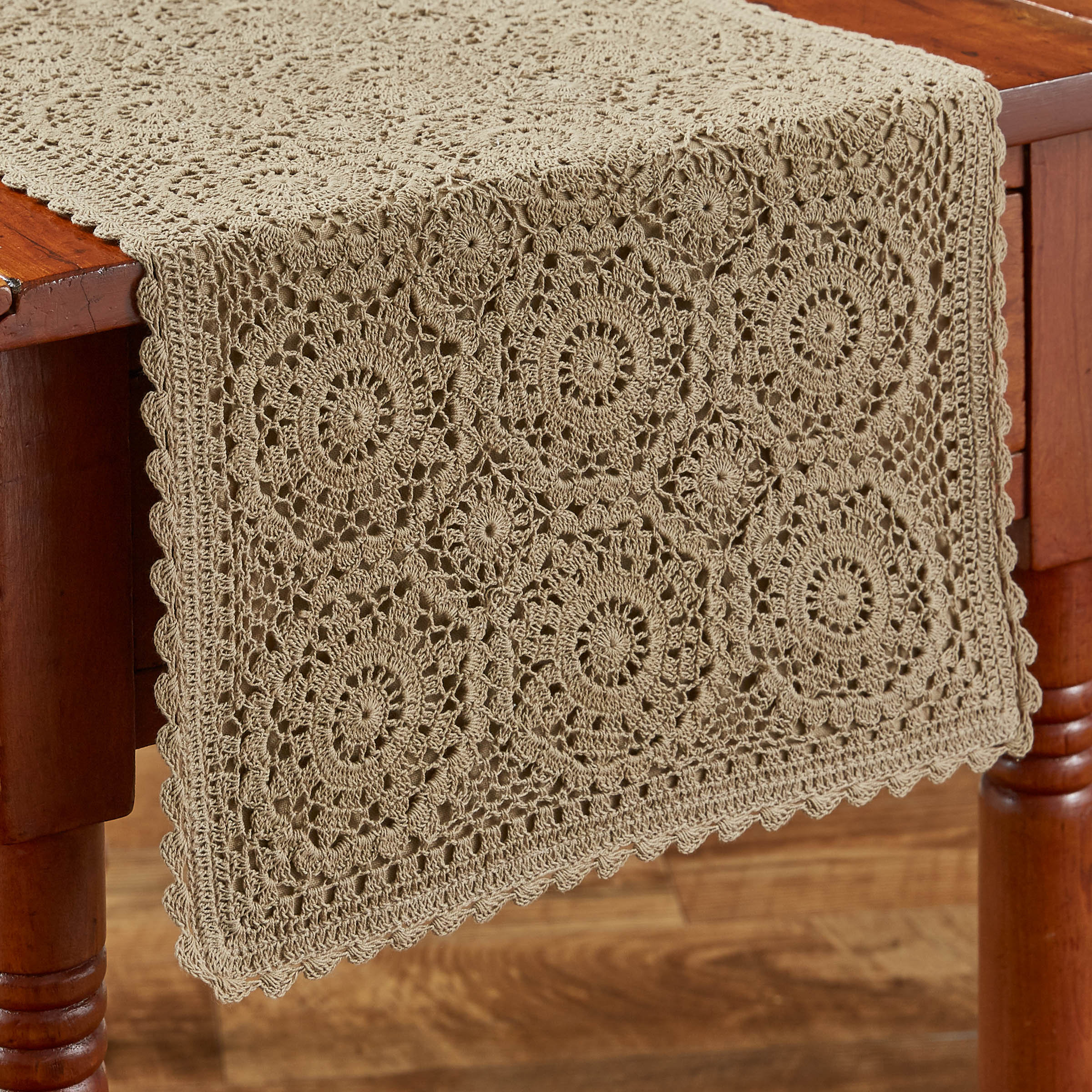 August Grove® Lace Table Runner - 54"L - Oatmeal & Reviews | Wayfair