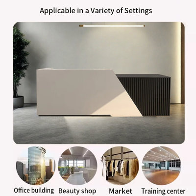 Orren Ellis 94.48-Inch White Multi-Functional Front Desk, Computer Desk ...