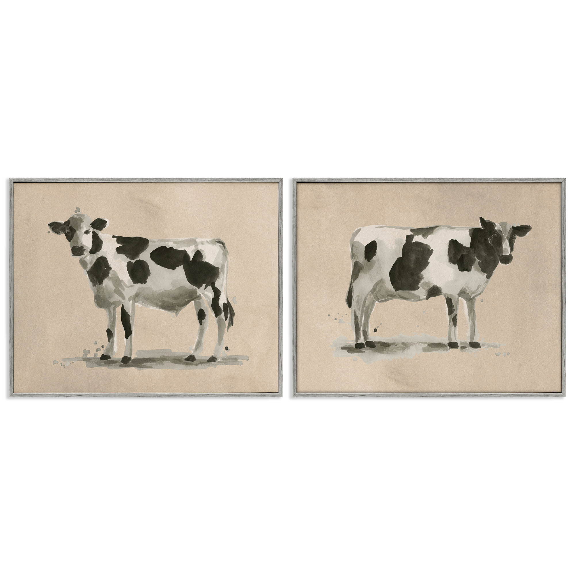 Ophelia & Co. Beige Holstein Cow Portrait 2 PC Giclee Art Set by June ...