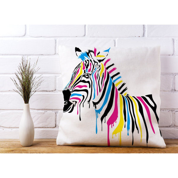 Latitude Vive Hoskins MULTI COLOURED ZEBRA Square Throw Cushion With ...