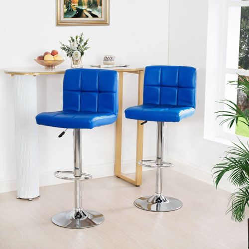 Blue Leather Bar Stools & Counter Stools You'll Love | Wayfair