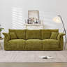 Latitude Run® Contemporary Linen Sofa with Extra Pillows and ...