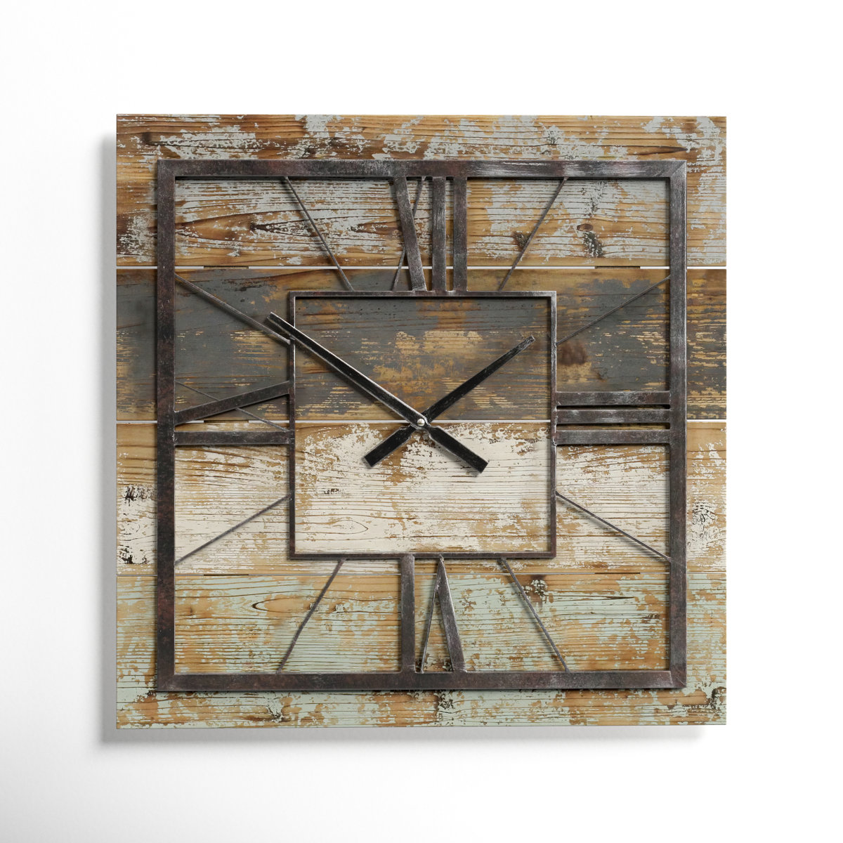 Wade Logan® Weston Square Wood Panel Farmhouse Wall Clock & Reviews ...