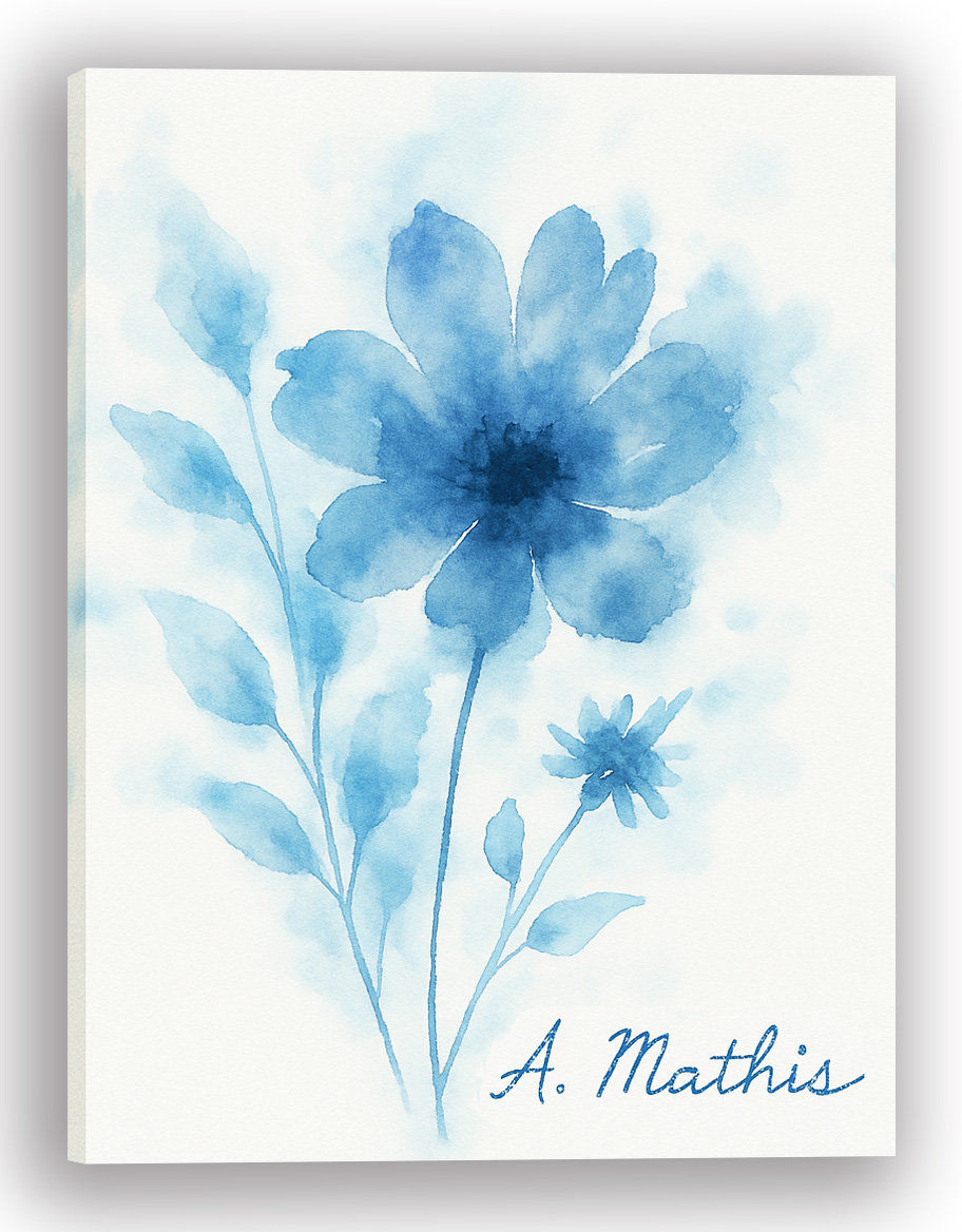Highland Dunes Blue Blossom Harmony – Floral Bathroom Wall Art by A ...