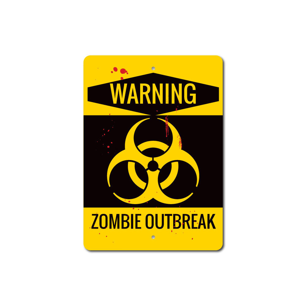 Lizton Sign Shop, Inc Zombie Outbreak Warning Aluminum Sign | Wayfair