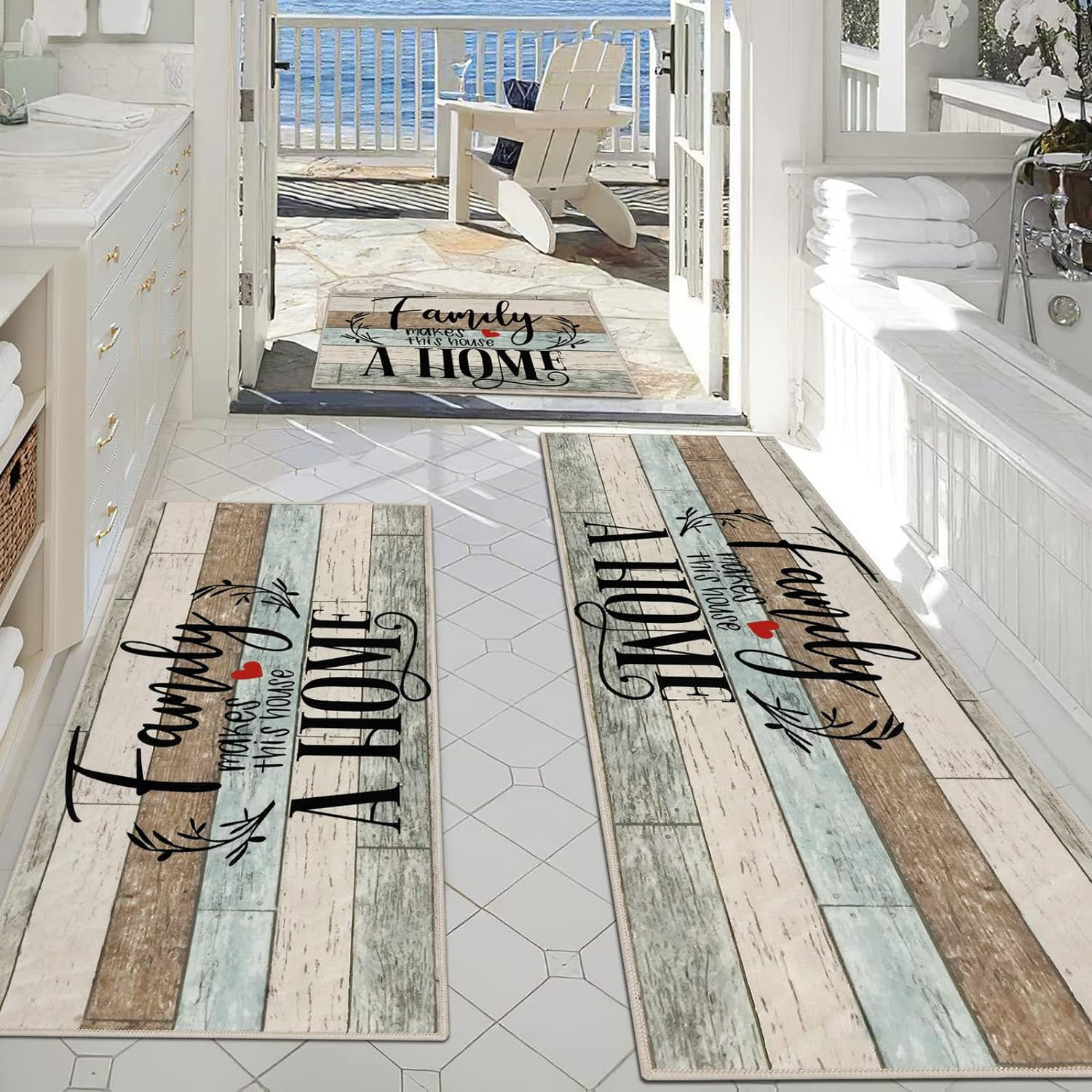 Trinx Kitchen Rugs Sets of 3 Non Slip Farmhouse Rugs for Kitchen Floor ...