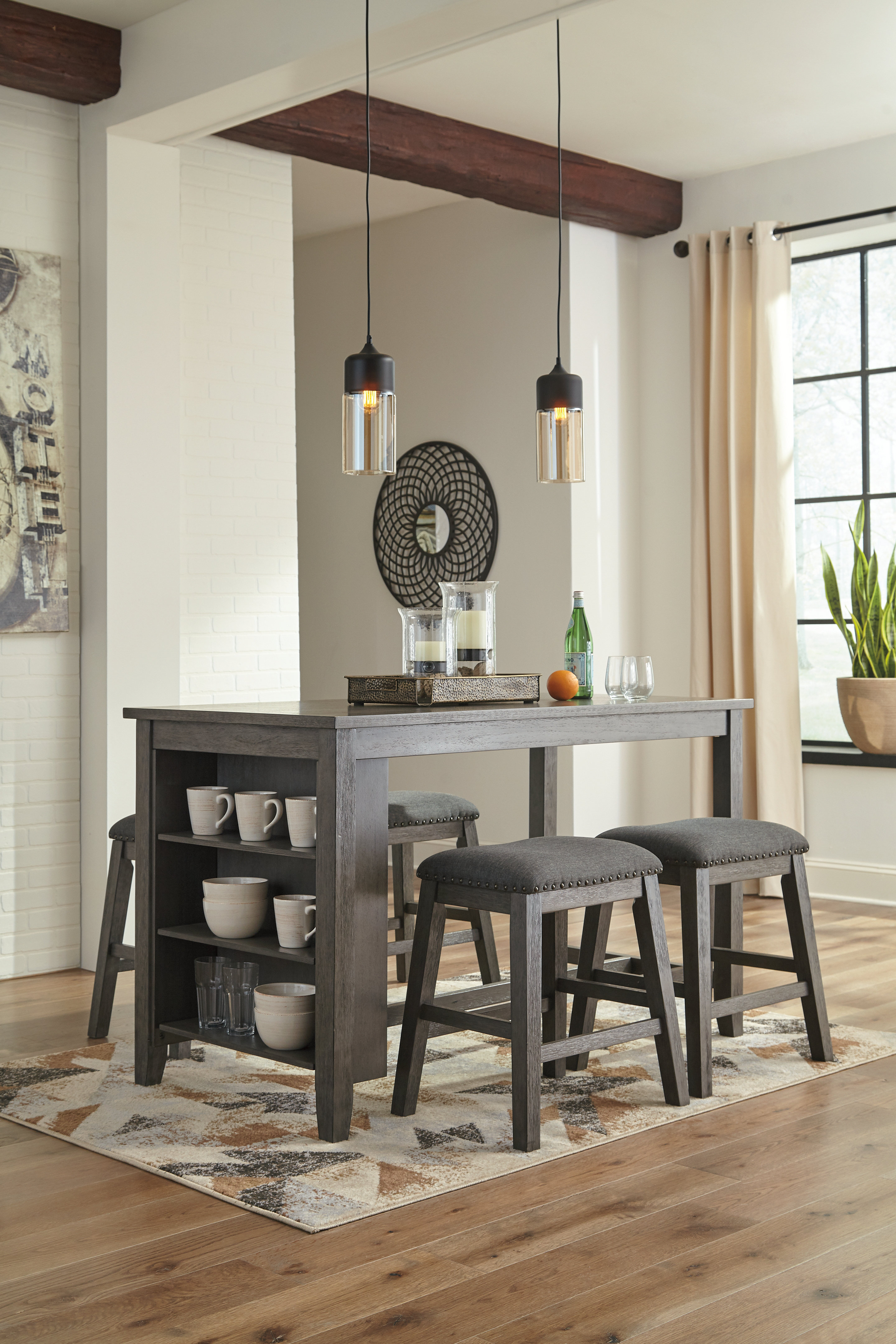 Gracie Oaks Caitbrook Counter Height Dining Table and 4 Barstools ...