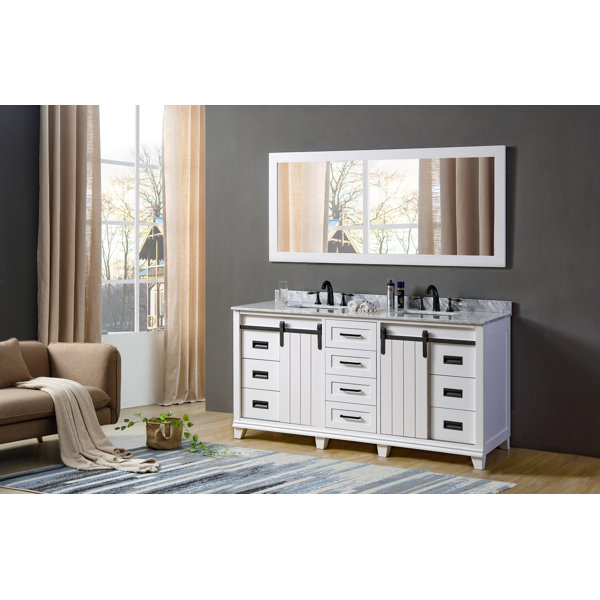 Gracie Oaks Brenda-Lee 71'' Double Bathroom Vanity with Marble Top ...
