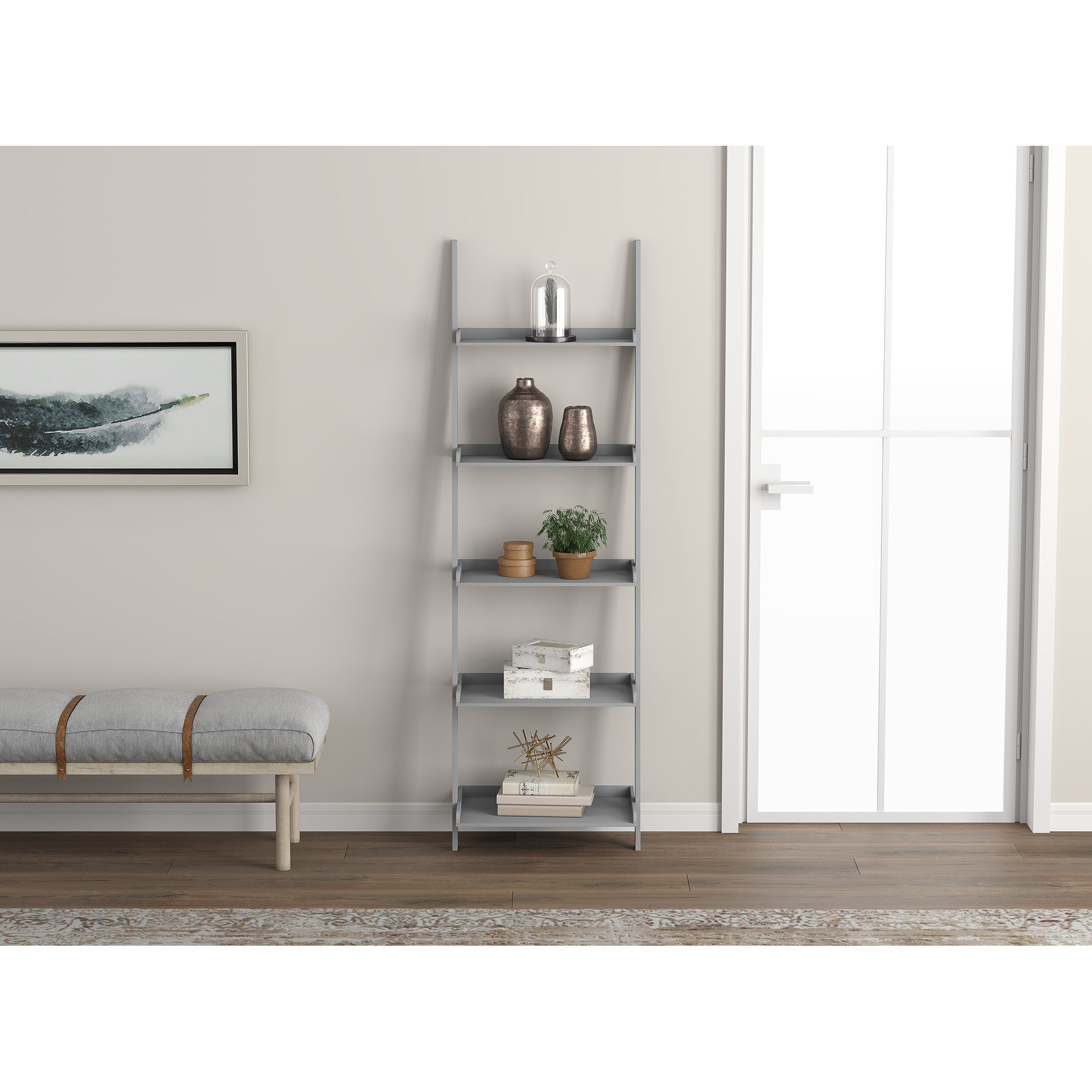 Corrigan Studio Wall Shelf 70H Light Grey 5 Tier With Borders - Wayfair ...