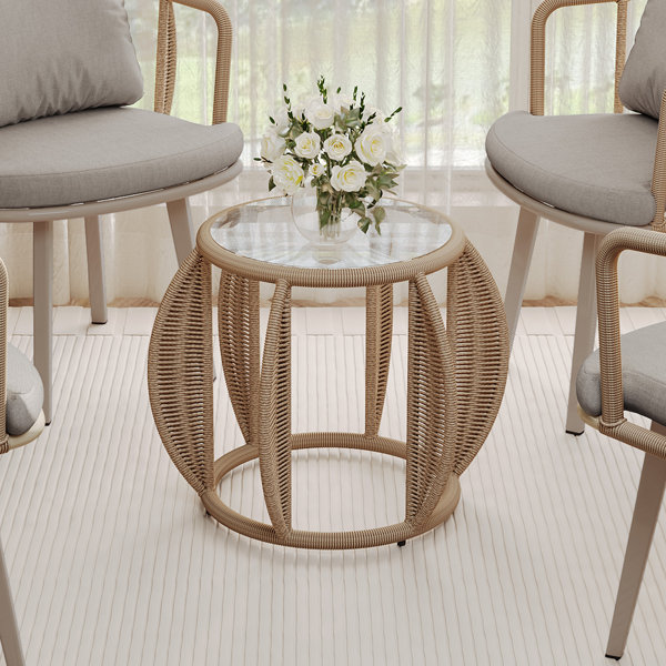 George Oliver Jenet Round 19.2'' Tall Olifen Wicker/Rattan Cross Leg ...