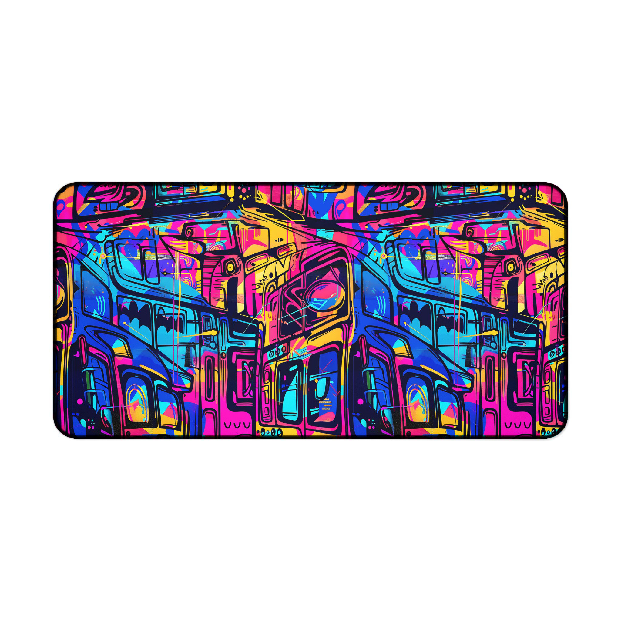 East Urban Home Graffiti Bus Mouse Mat, Colorful Desk Mat, Urban Art ...