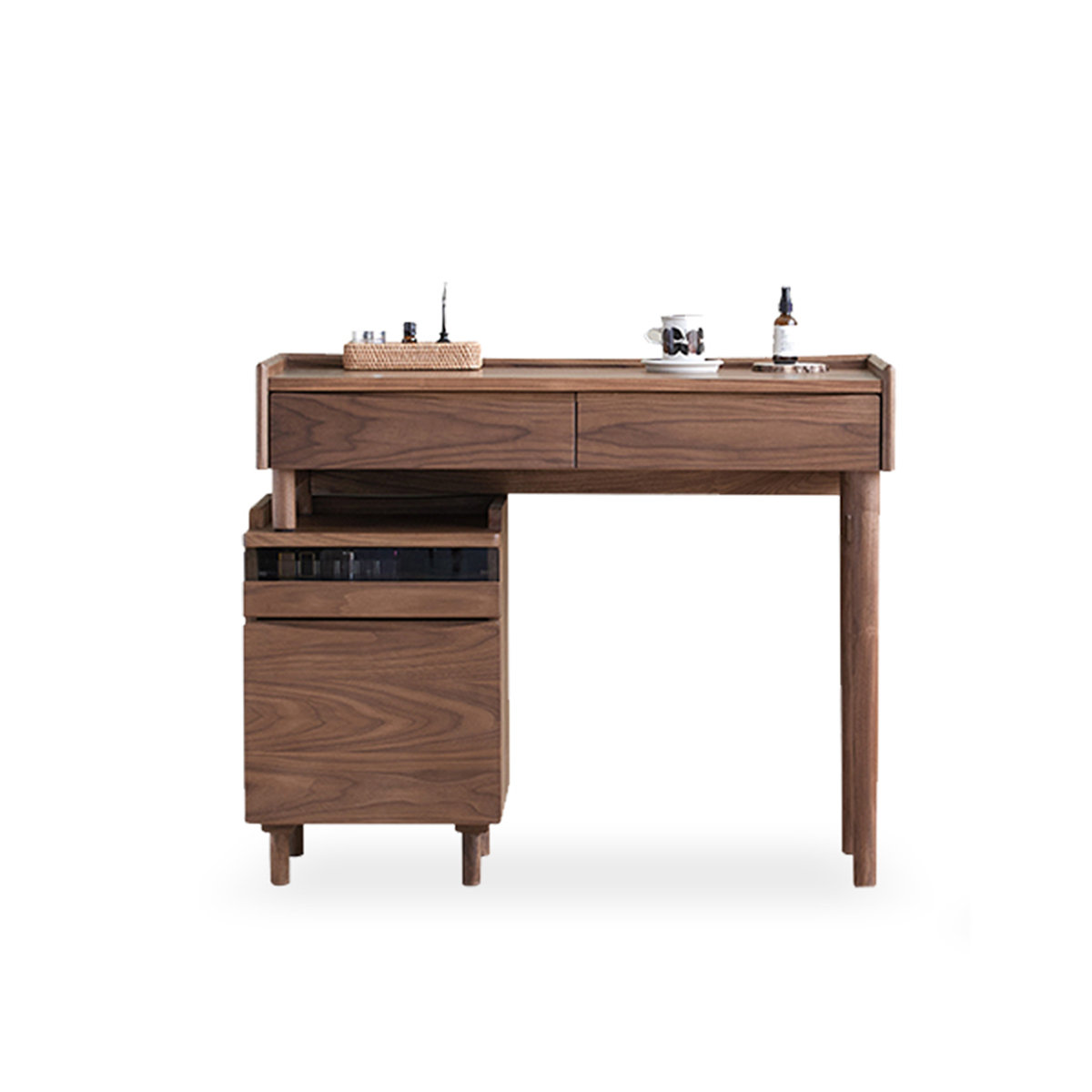 Corrigan Studio Black Walnut Integrated Retractable Solid Wood Makeup ...