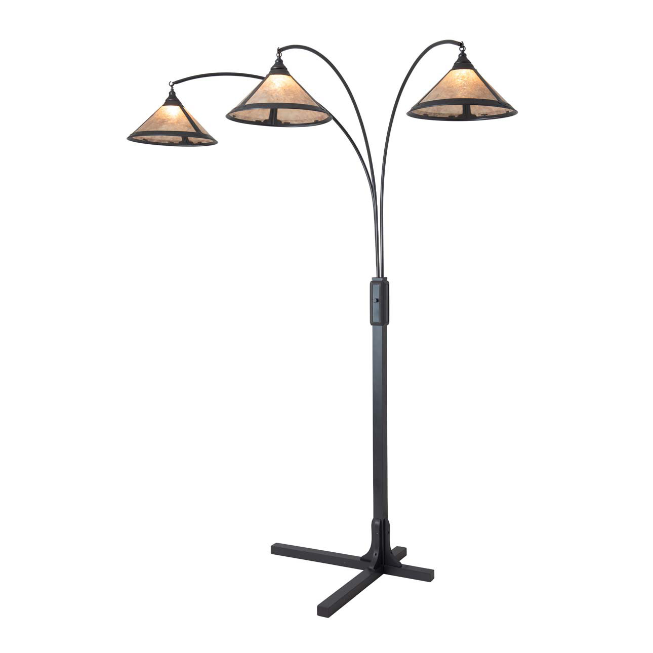 Nova of California Natural Mica 3 Light Arc Floor Lamp - 86", Charcoal ...
