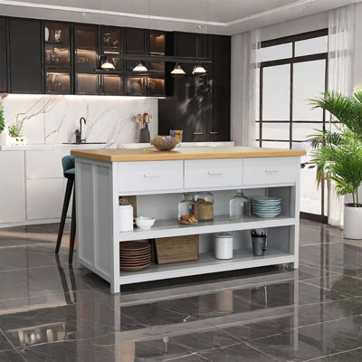 Hart Enjoy life Solid wood kitchen island, open counter | Wayfair