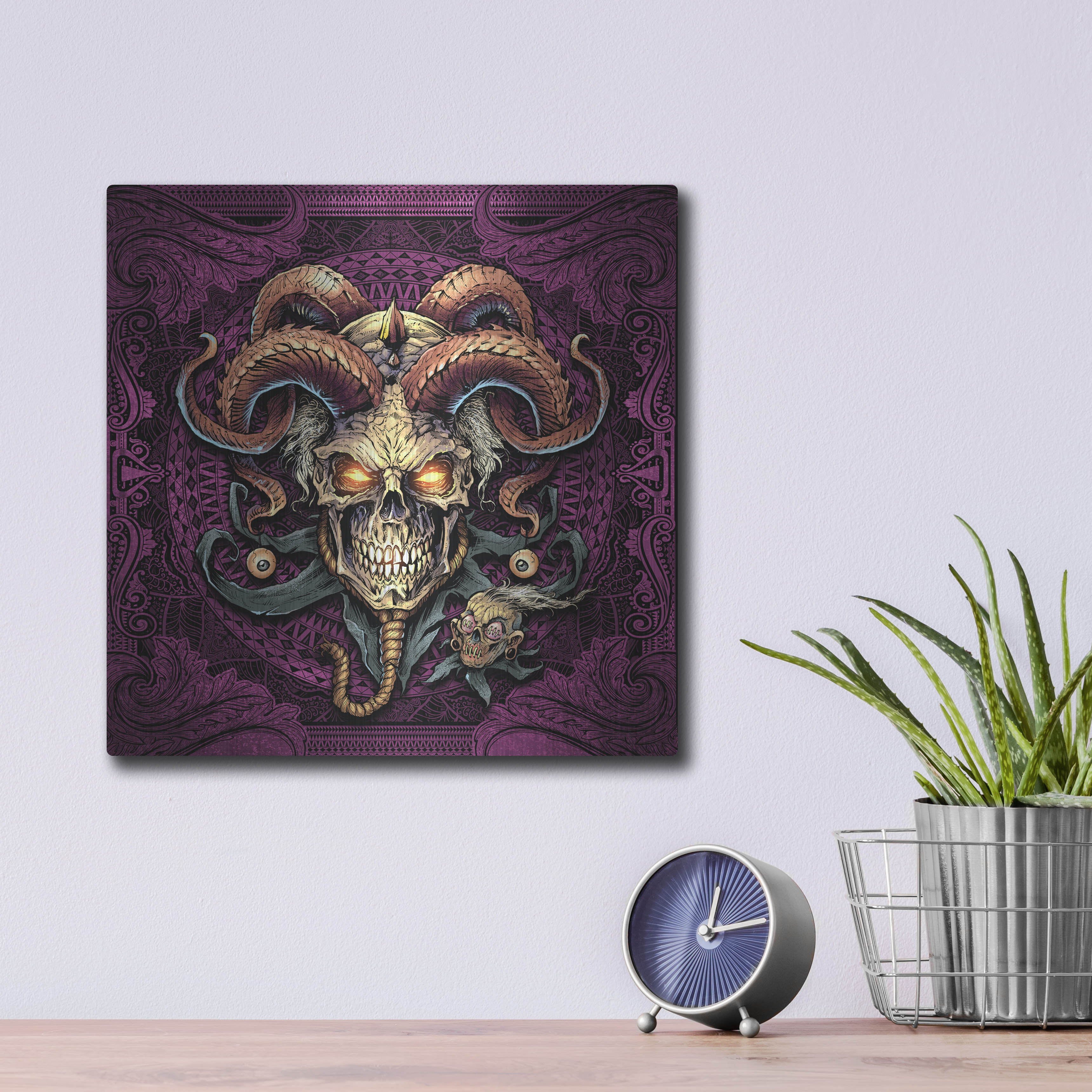 Trinx 'Jester Skull With Horns' by Flyland Designs, Metal Wall Art, 24 ...