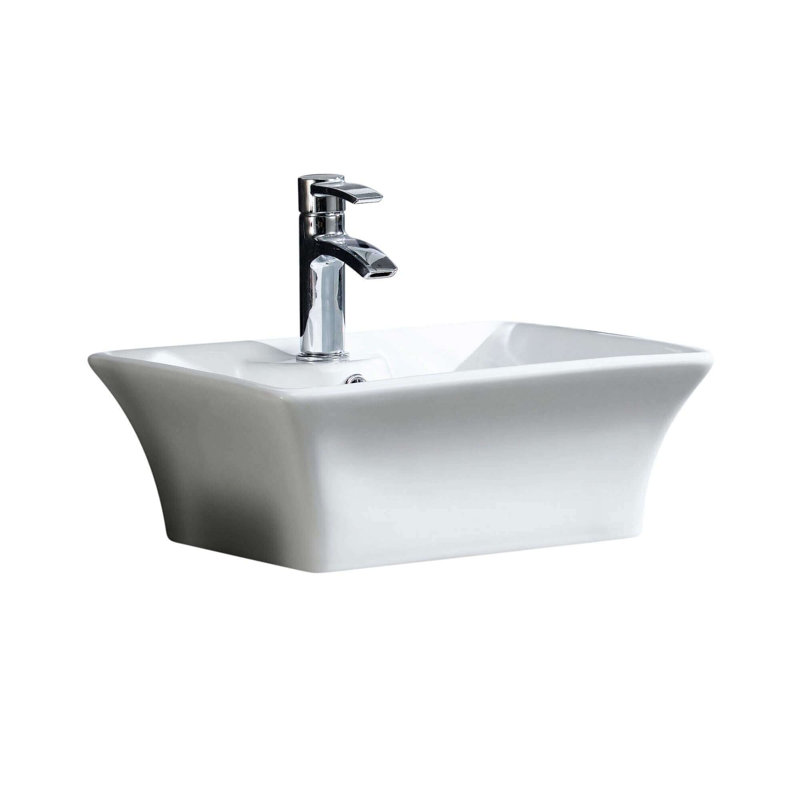 Fine Fixtures Modern Vitreous China Square Vessel Sink with Overflow ...