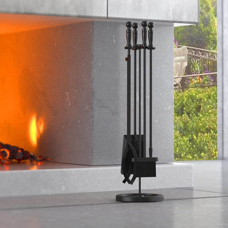 Latitude Run® 5-Piece Wrought Iron Fireplace Tools Set | Wayfair