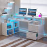 Ebern Designs Ravleen 66'' W L-Shaped Computer Desk with Cube Shelves ...