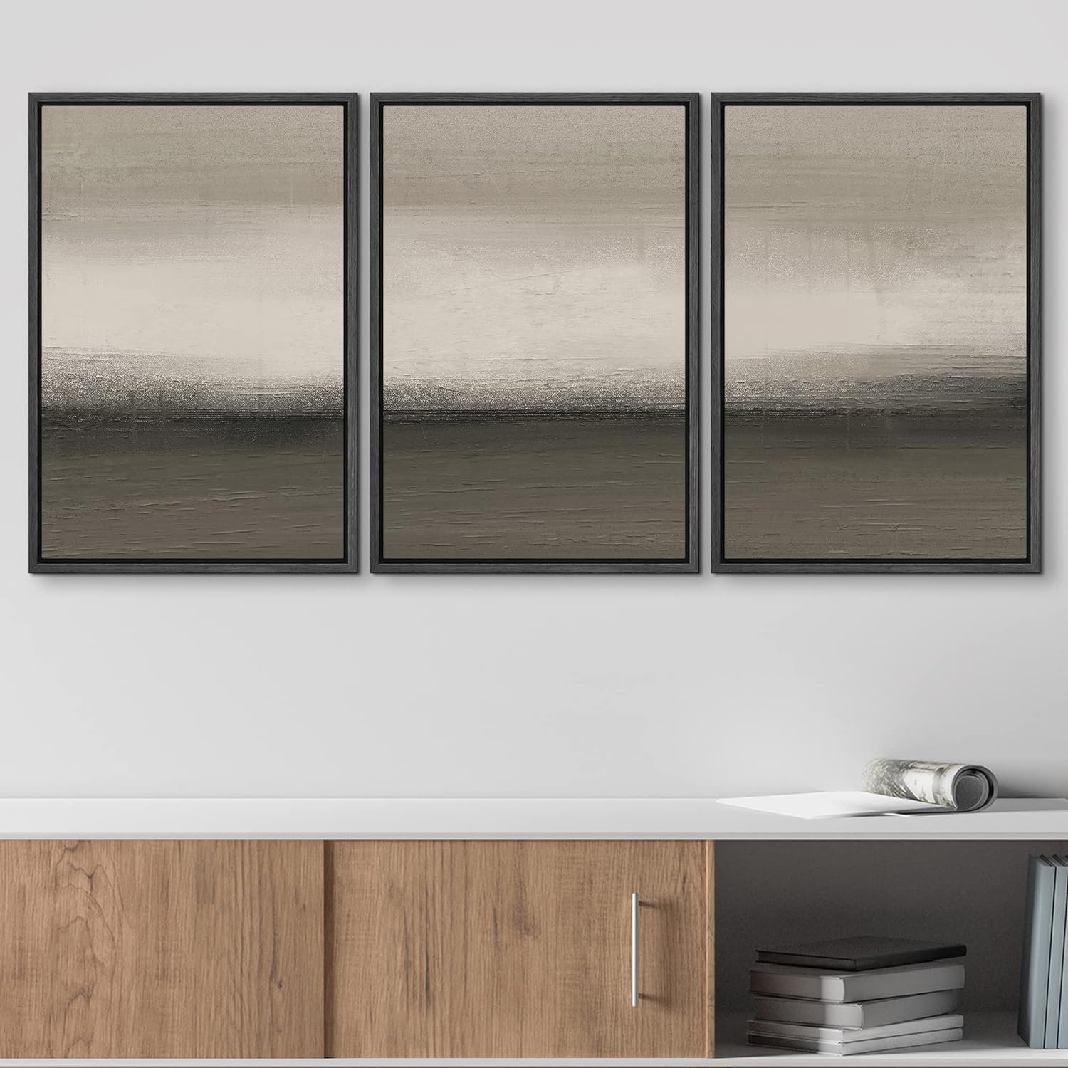 IDEA4WALL Minimal Landscape Pastel Duotone Gray Paint Stroke Landscape ...