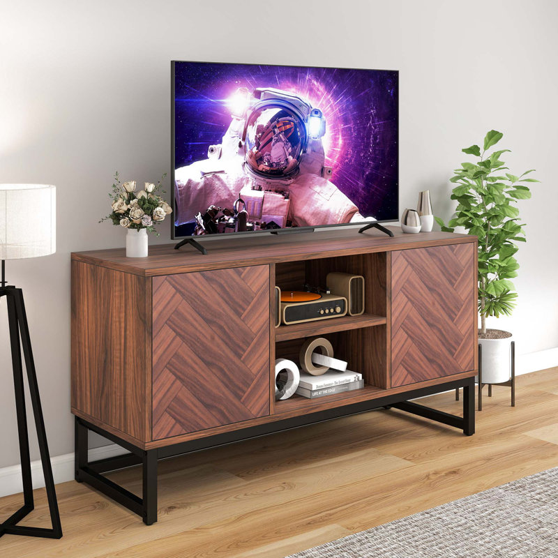 17 Stories Racklin Rectangular TV Stand with 2 Cabinets and Media ...