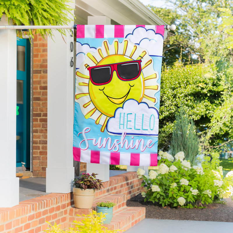 Trinx Hello Sunshine Applique House Flag | Wayfair